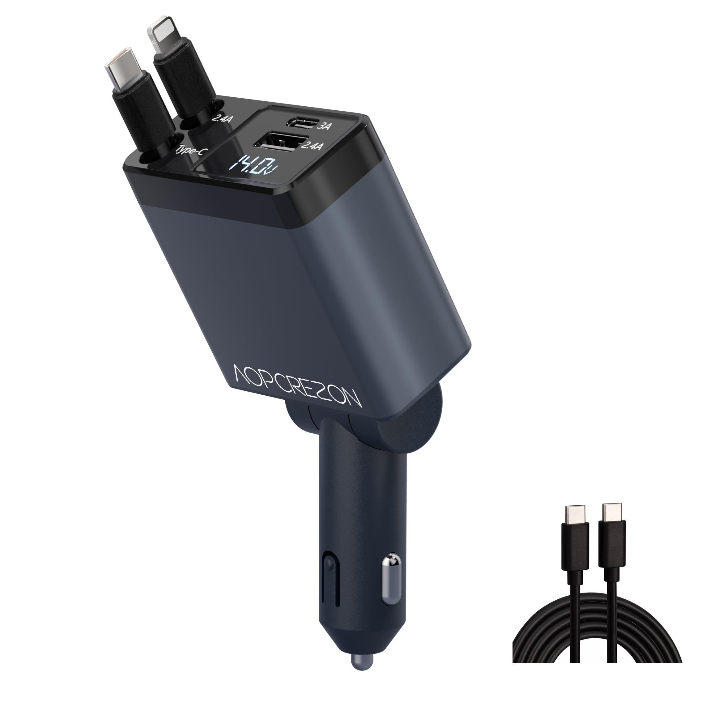 Amazon.com: Retractable Car Charger, 4 in 1 Fast Car Phone Adapter 66W ...