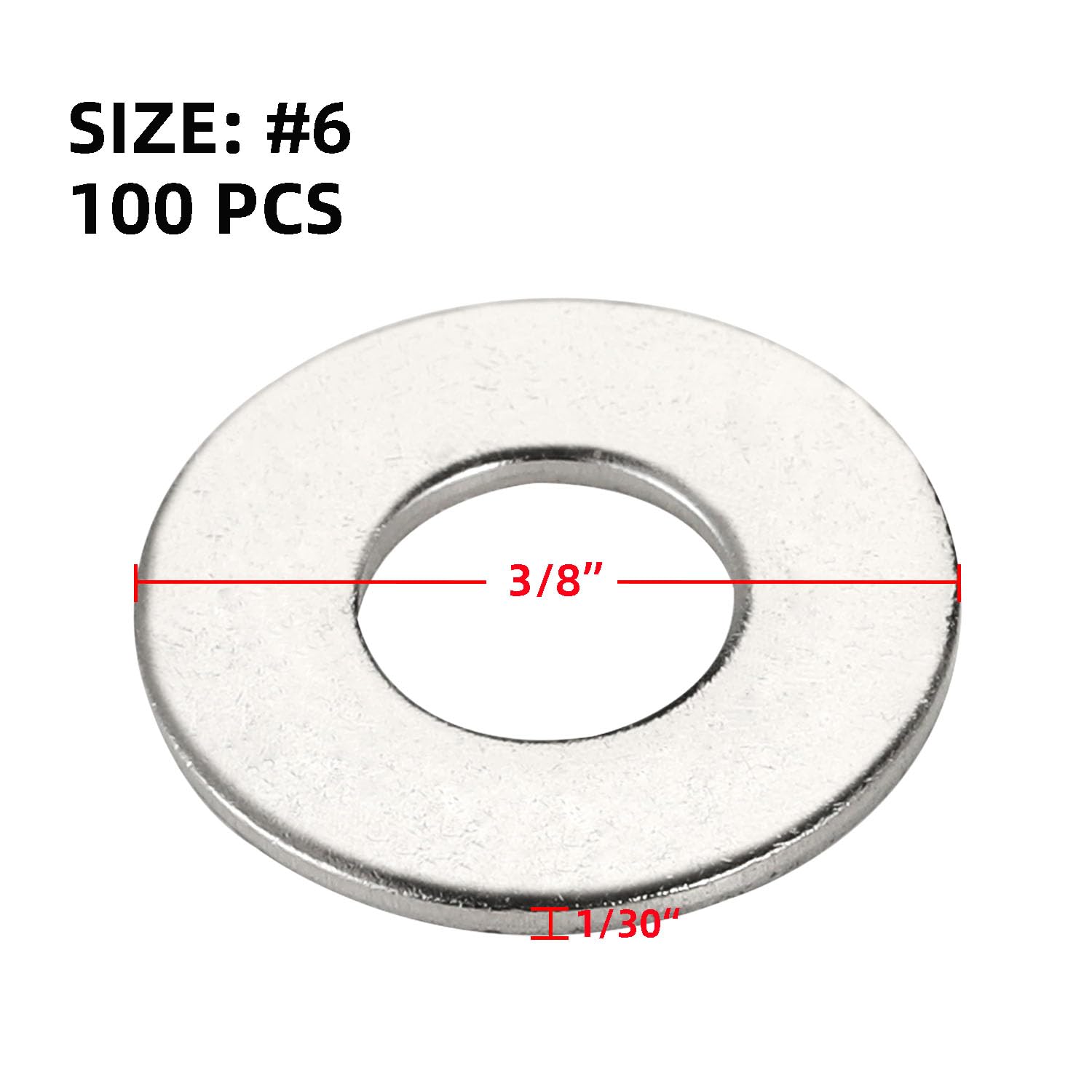 Snapklik.com : #6 Stainless Flat Washer, 3/8 Outer Diameter, 304 ...