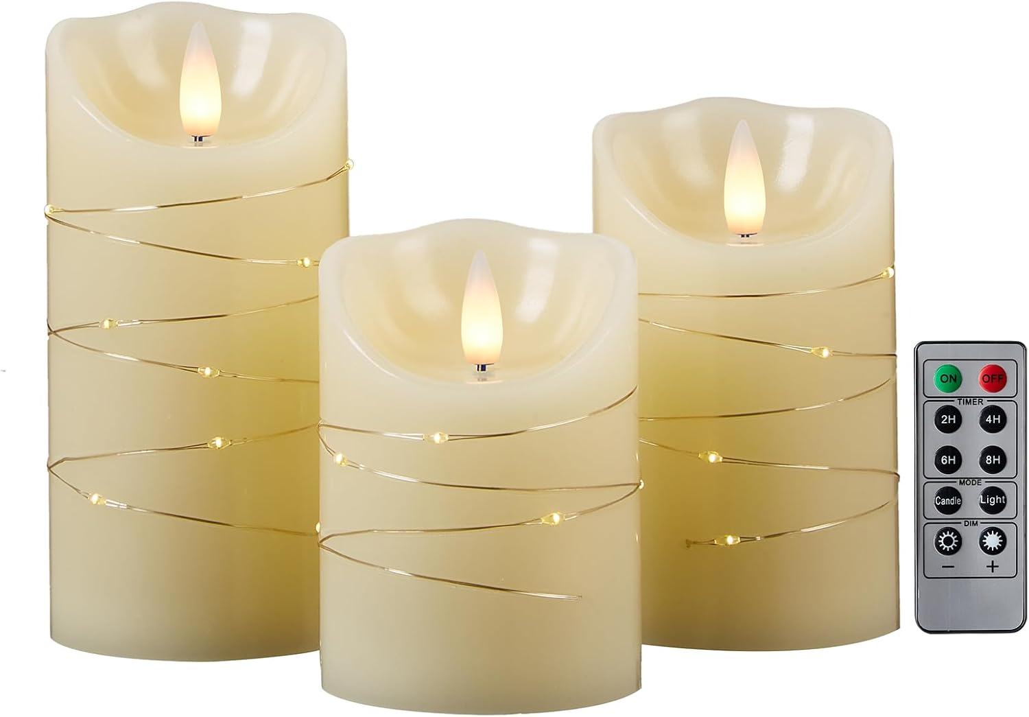 Amazon.com: CozierGlow 3D Moving Flame Wax Flameless Pillar Candles ...