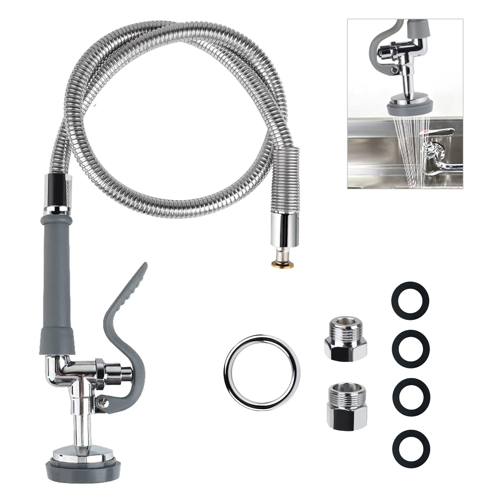 Commercial Sink Sprayer With 45 Flexible Stainless Steel Hose Pre ...