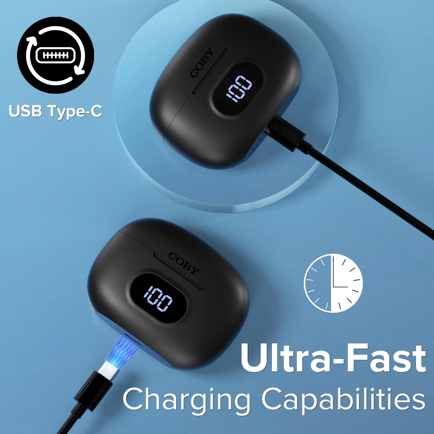 Snapklik.com : Coby True Wireless Earbuds & Battery Readout Charging ...