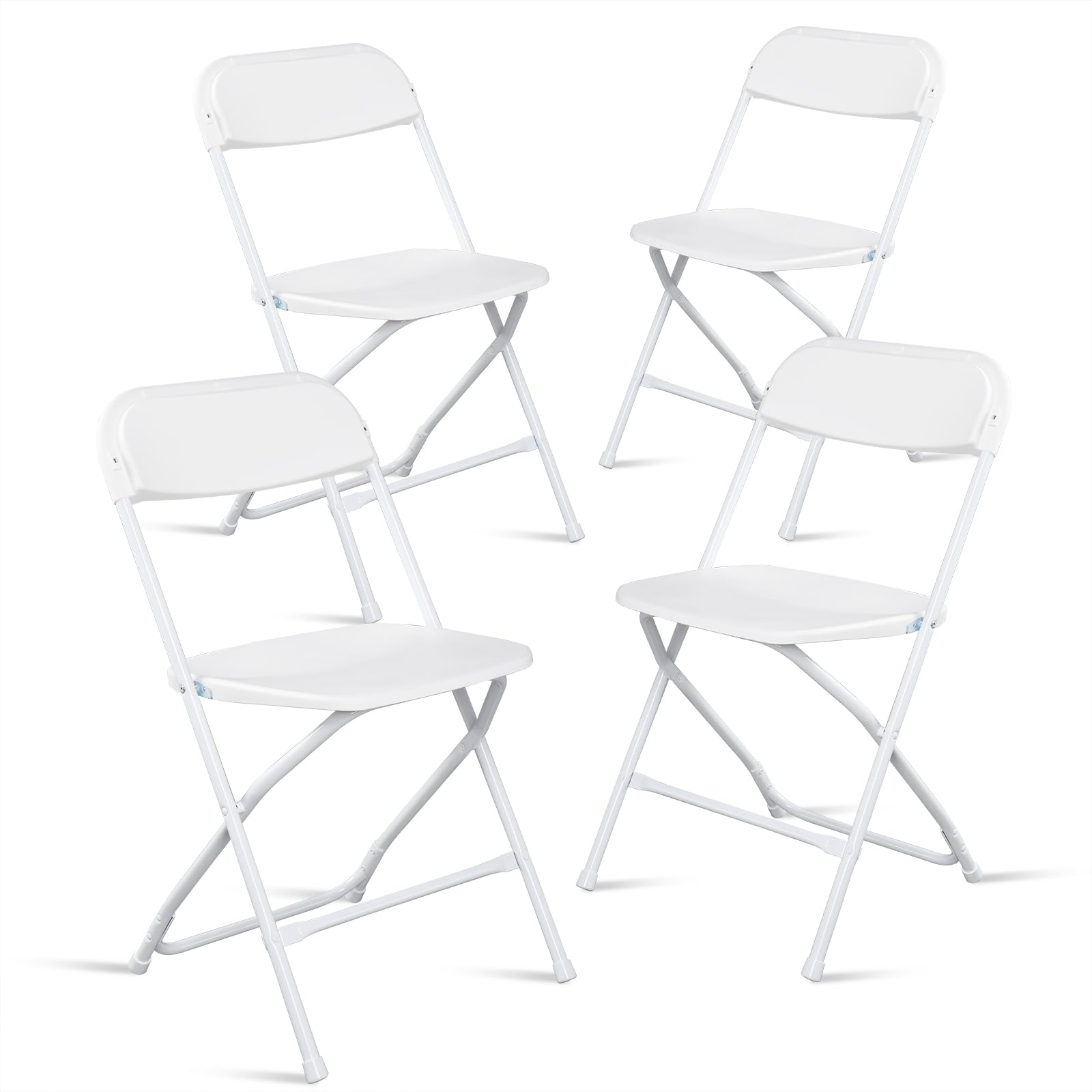 Amazon.com: susici 4 Pack White Plastic Folding Chairs, Portable Party ...