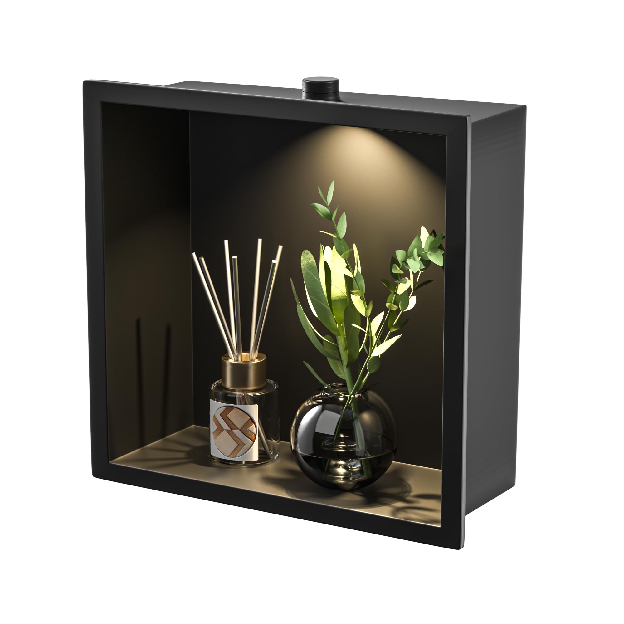 Bernkot Stainless Steel Shower Niche 12" X 12" Matte Black with Led ...