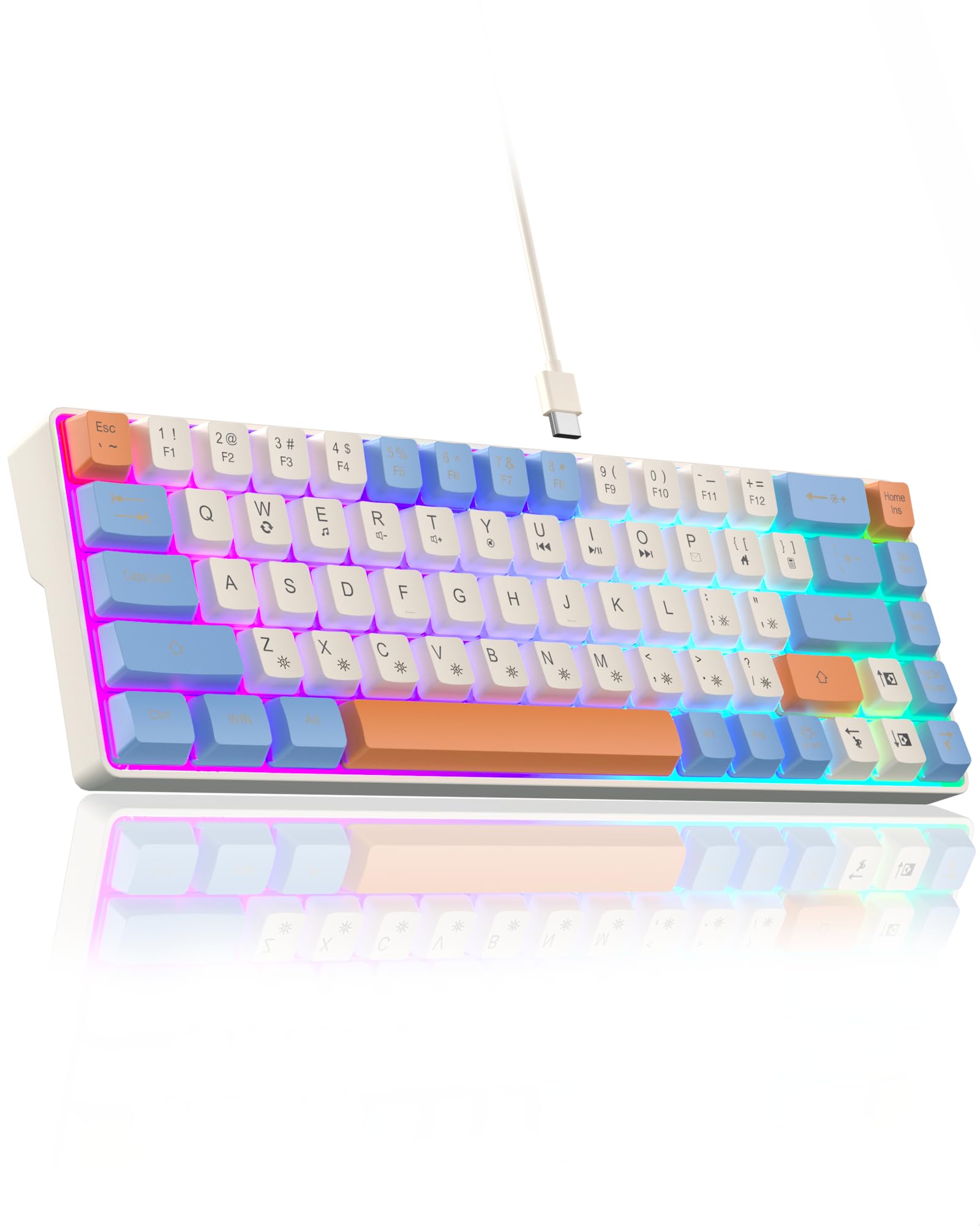Amazon.com: CORBOBO 60 Percent Keyboard,Small Gaming Keyboard USB-C ...