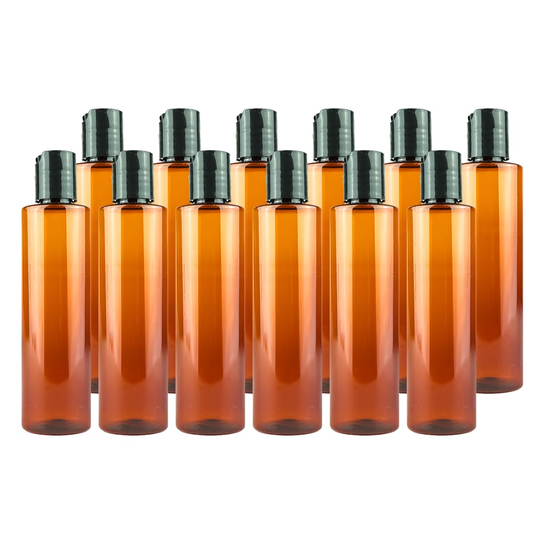 Amazon.com: Nature Packaged Plastic Amber Bottles (Pack of 12) - 4oz ...