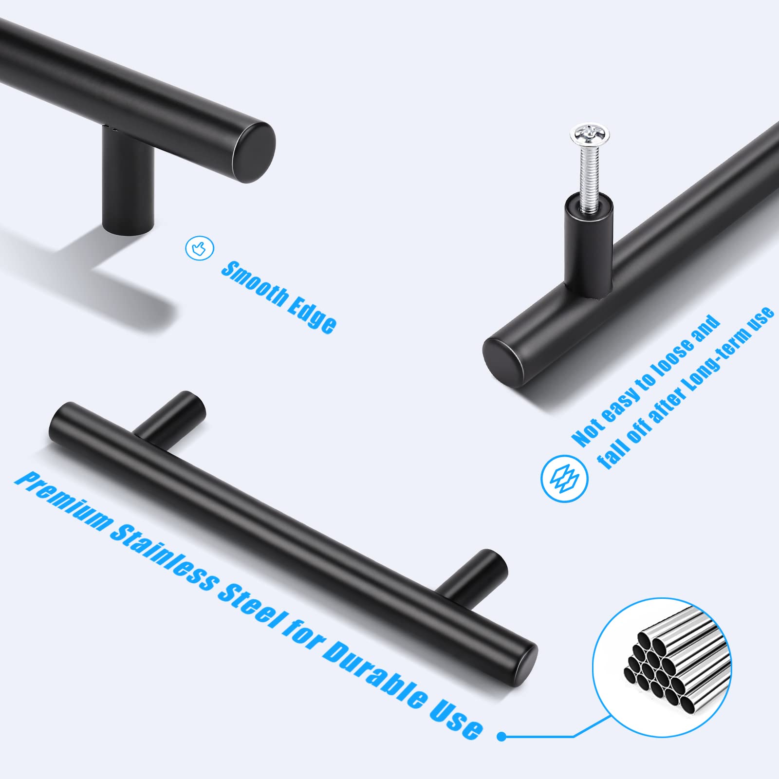 Snapklik.com : KNOBWELL 10 Pack 3-3/4 Inch Black Kitchen Cabinet ...