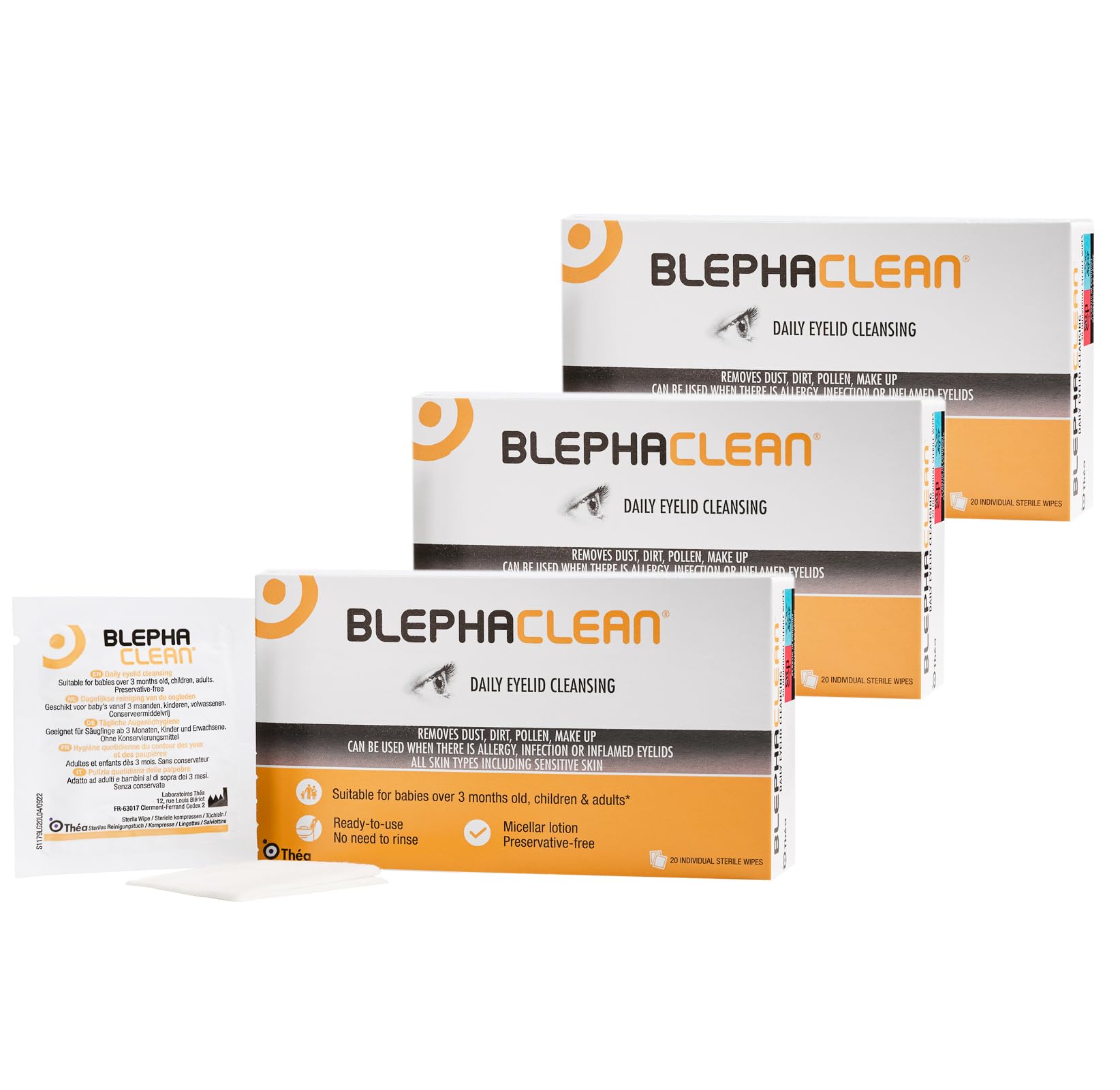 Buy 60 Blephaclean Daily Eyelid Wipes - Gentle Cleansing for ...