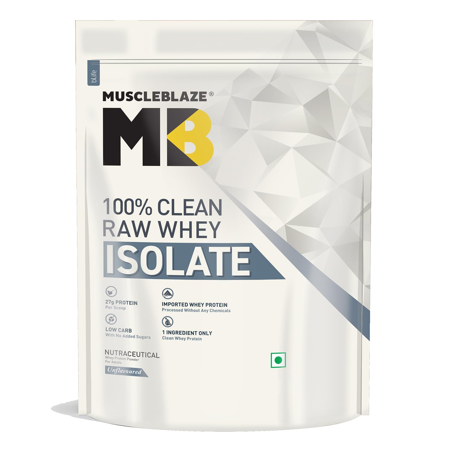 MuscleBlaze 100% Clean Raw Whey Protein Isolate (Unflavoured, 1kg ...