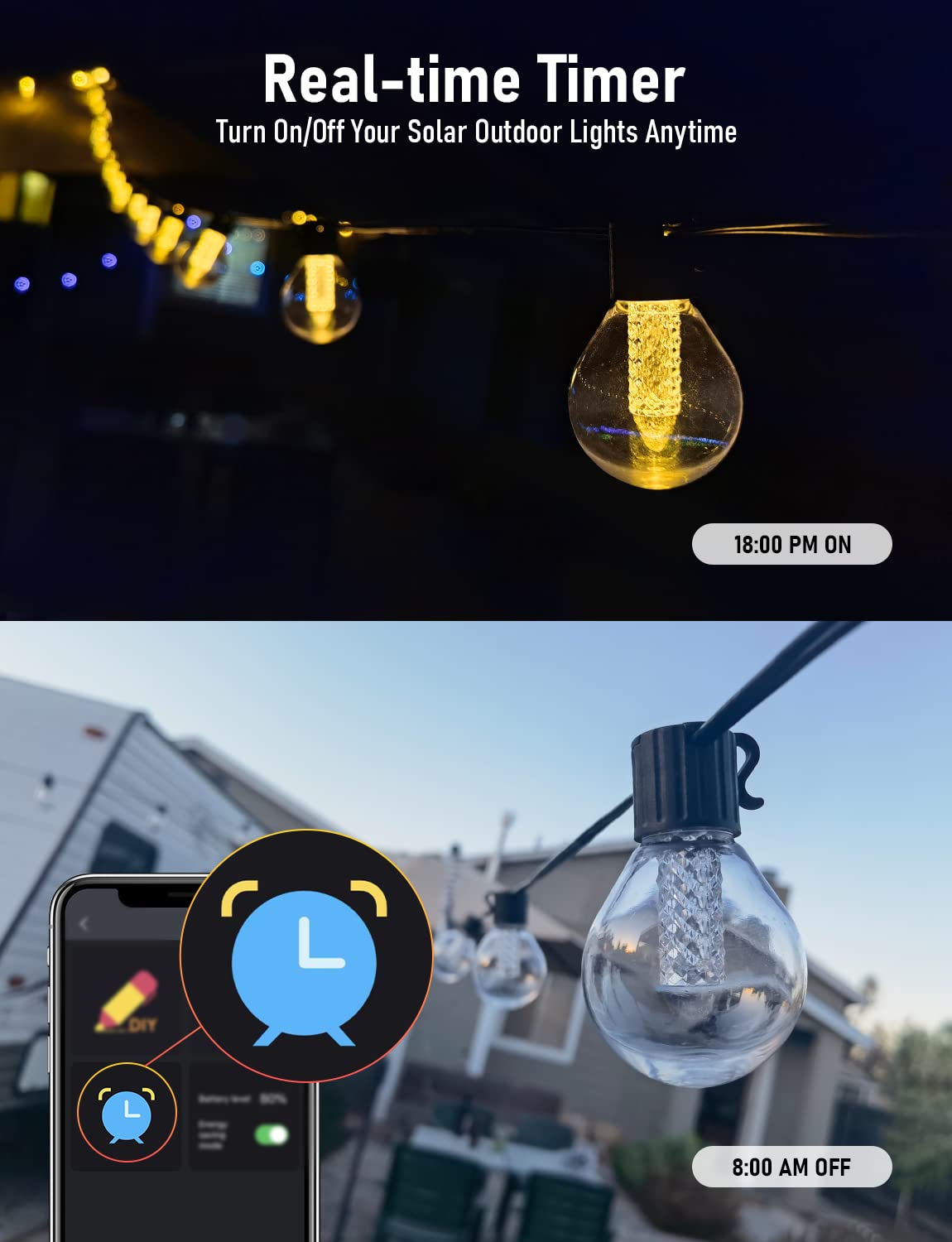 Snapklik.com : Smart Solar Powered Outdoor String Lights, 30Ft Energy ...