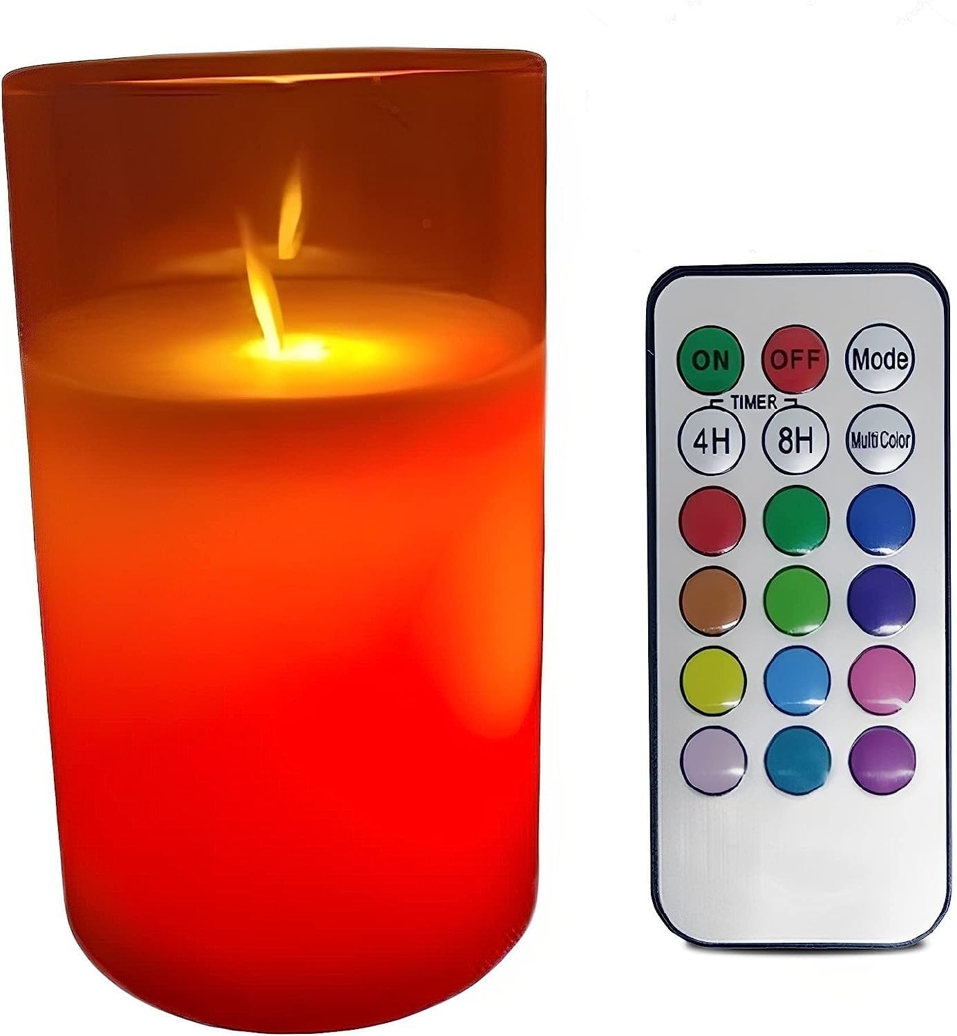 LED Candle Flameless LED Candles in Gold Glass 12 Colour Changing Modes ...