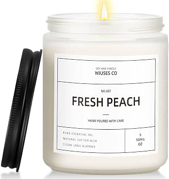 Amazon.com: Wiuses Fresh Peach Candle for Home Scented| Natural Soy Non ...