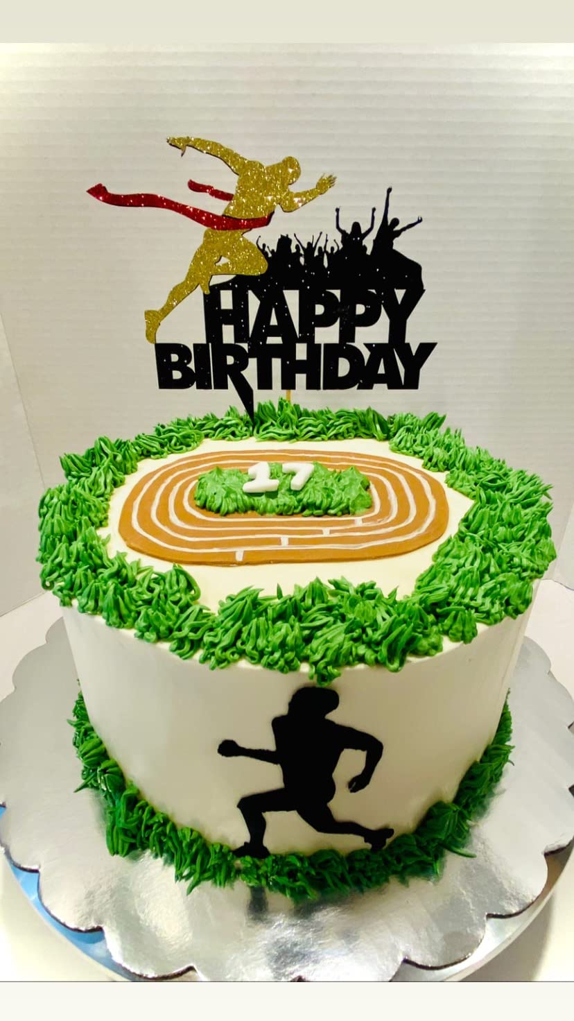 Amazon.com: Happy Birthday Cake Toppers Sports Themed Runners Cake ...