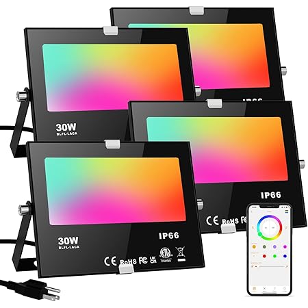 LED Flood Lights RGB Color Changing 300W Equivalent Outdoor, 30W ...