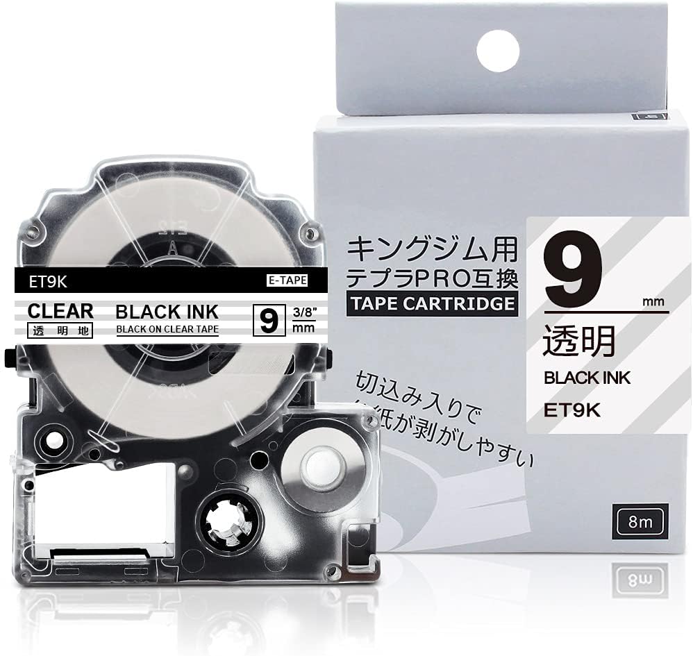 Amazon | 互換 テプラ 9mm 透明 テプラ テープ ST9K 黒文字 キングジム テプラpro テープカートリッジ SR170 SR150 SR530 ラベルライター テープ ...