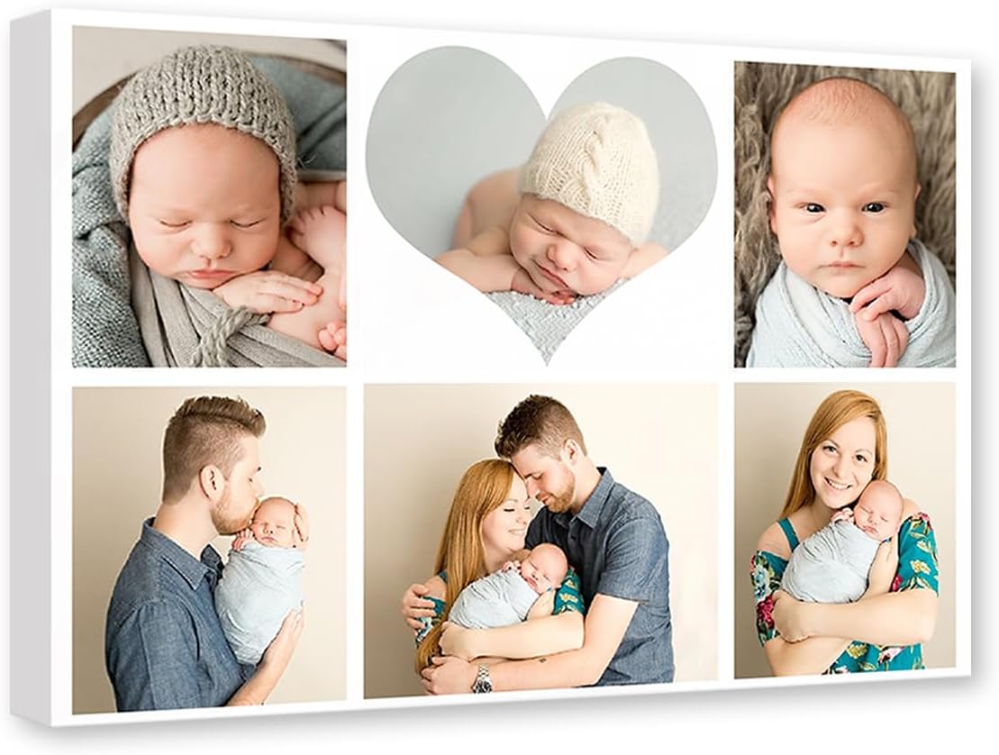 Amazon.com: CXHOSTENT Custom Canvas Wall Art Personalized Collage ...