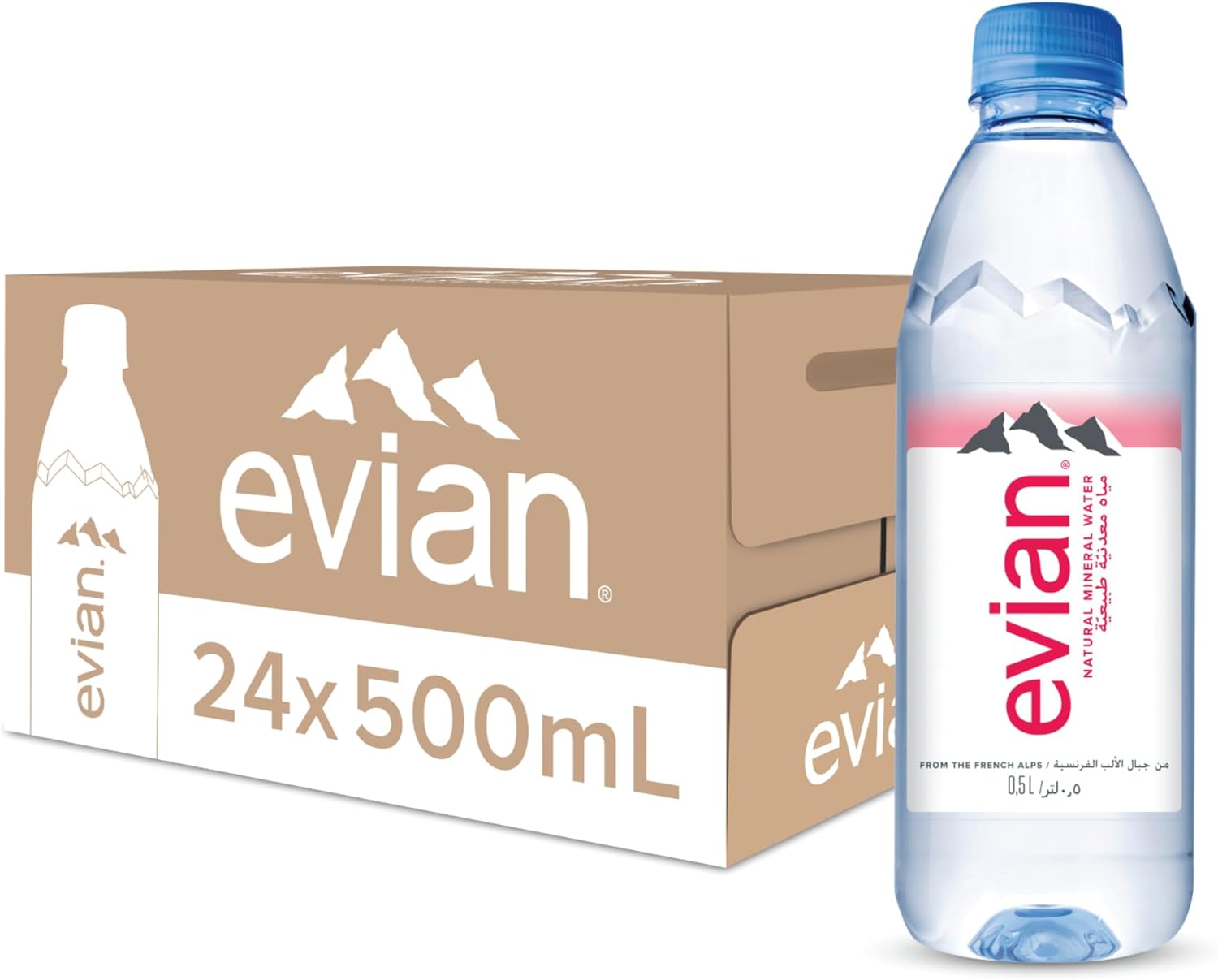 Evian Mineral Water, Naturally Filtered Drinking Water, 500ml Bottled ...