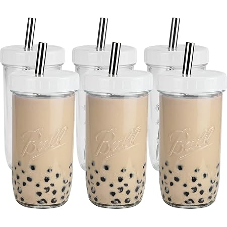 Amazon.com: Bubble Tea Cups 24oz 2 Pack, Reusable Iced Coffee Cups Wide ...