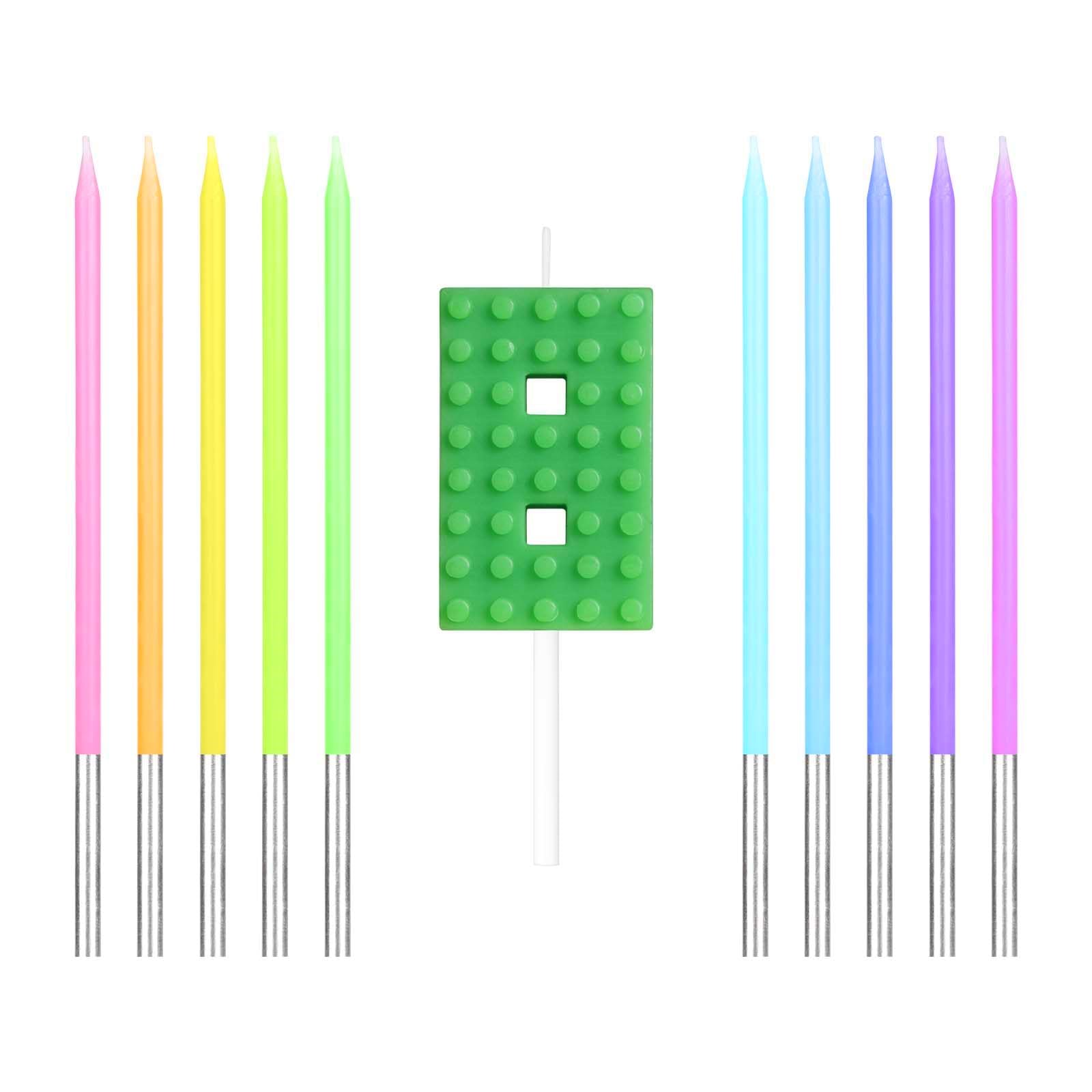 Amazon.com: iNINGER Building Block Number 8 Candles,Pixel Birthday 8th ...