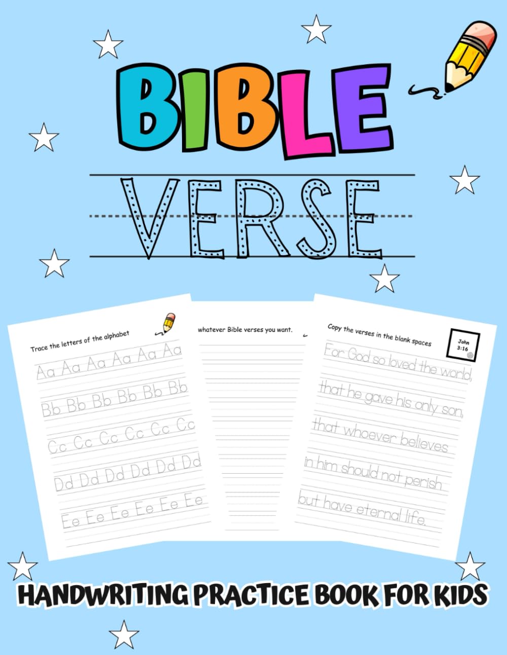 Bible Verse Handwriting Practice Book for Kids: 50 Large Print Memory ...