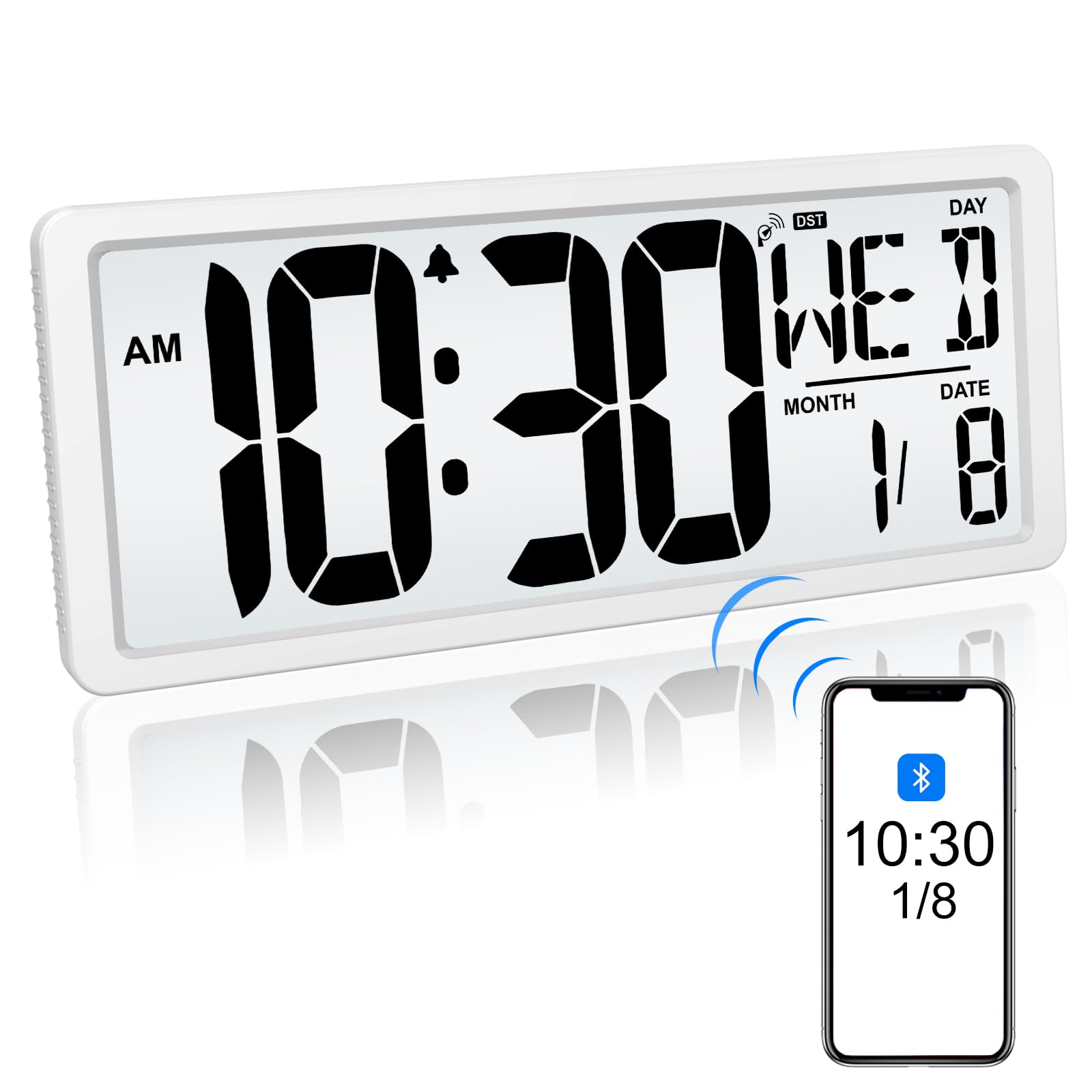 Amazon.com: Xflyee Bluetooth Time Sync Digital Wall Clock Battery ...