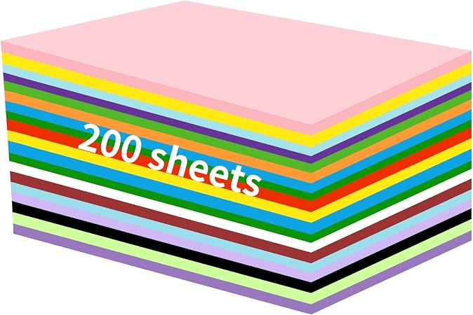 CRESZZLE 200 Hojas de folios a4 colores, papel manualidades (70gsm), 20 ...
