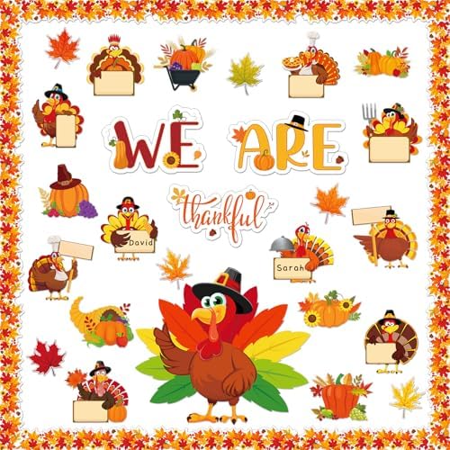 Amazon.com: 88PCS Thanksgiving Bulletin Board Decorations WE ARE ...