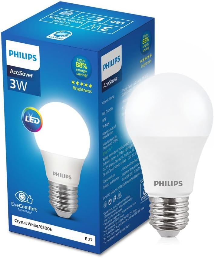 Buy PHILIPS 3-watt LED Bulb | AceSaver LED Bulb | Base: E27 Light Bulb ...