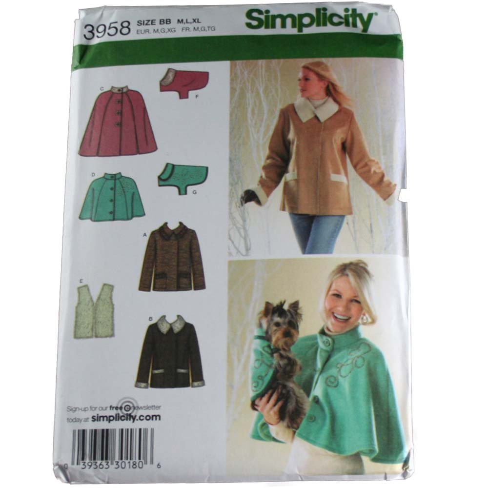 Amazon.com: SIMPLICITY 3958 , MATCHING MISSES JACKET . LINED VEST ...