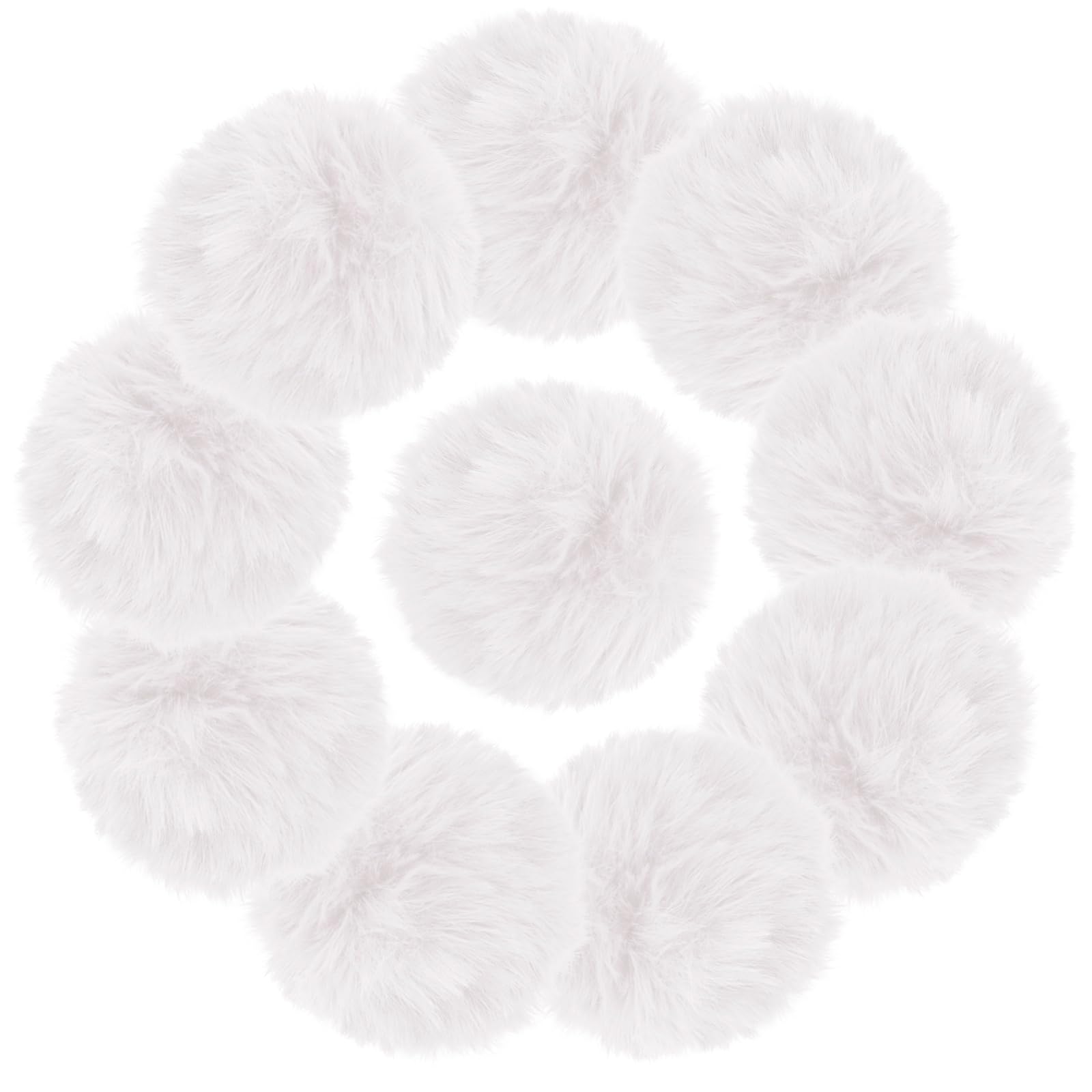 Snapklik.com : 10Pcs White Faux Fur Pom Poms For Hats - 2.3 Inch Fluffy ...