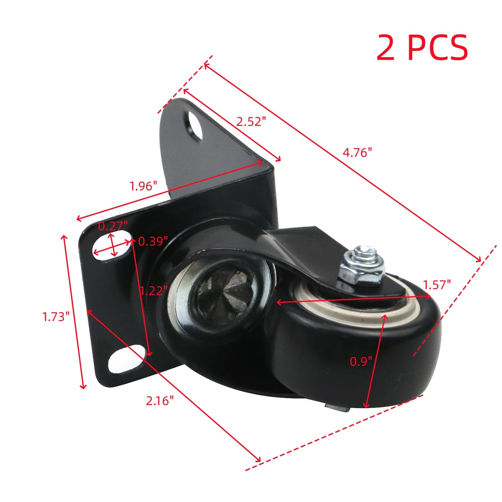 Snapklik.com : Oedema 2Pcs L-Shaped Caster Wheels, Black Side Mount ...