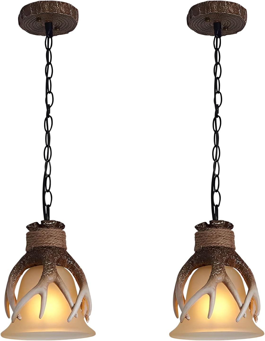 TPMAFF Farmhouse Deer Horn Pendant Lights Small Faux Resin Antler ...