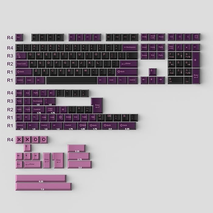 Buy 169 Keys Double Shot Black Lotus Keycaps Cherry Profile Fit 61/64 ...