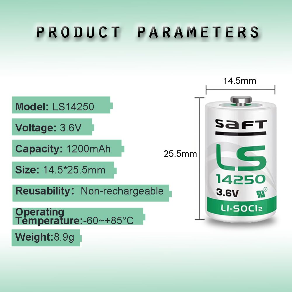 3.6 Volt Lithium Battery Coonyard (2-Pack) 3.6V 1200mAh LS14250 1/2AA ...