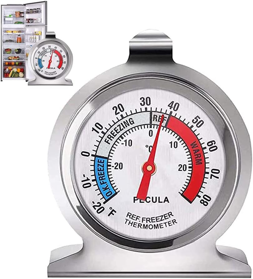 HASTHIP® Refrigerator Thermometer, Stainless Steel Refrigerator/Freezer ...