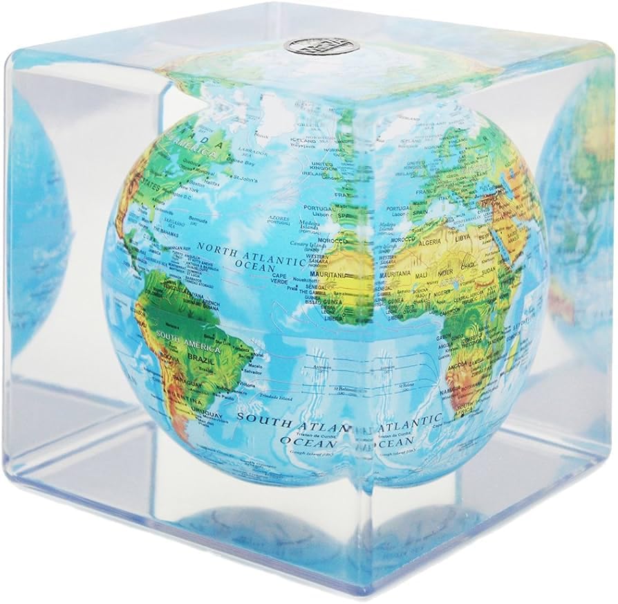 Snapklik.com : Mova Relief Map Blue Globe Cube 5"