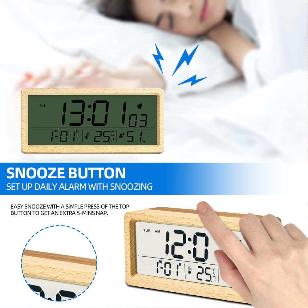 Snapklik.com : Everwood Digital Alarm Clocks Wood