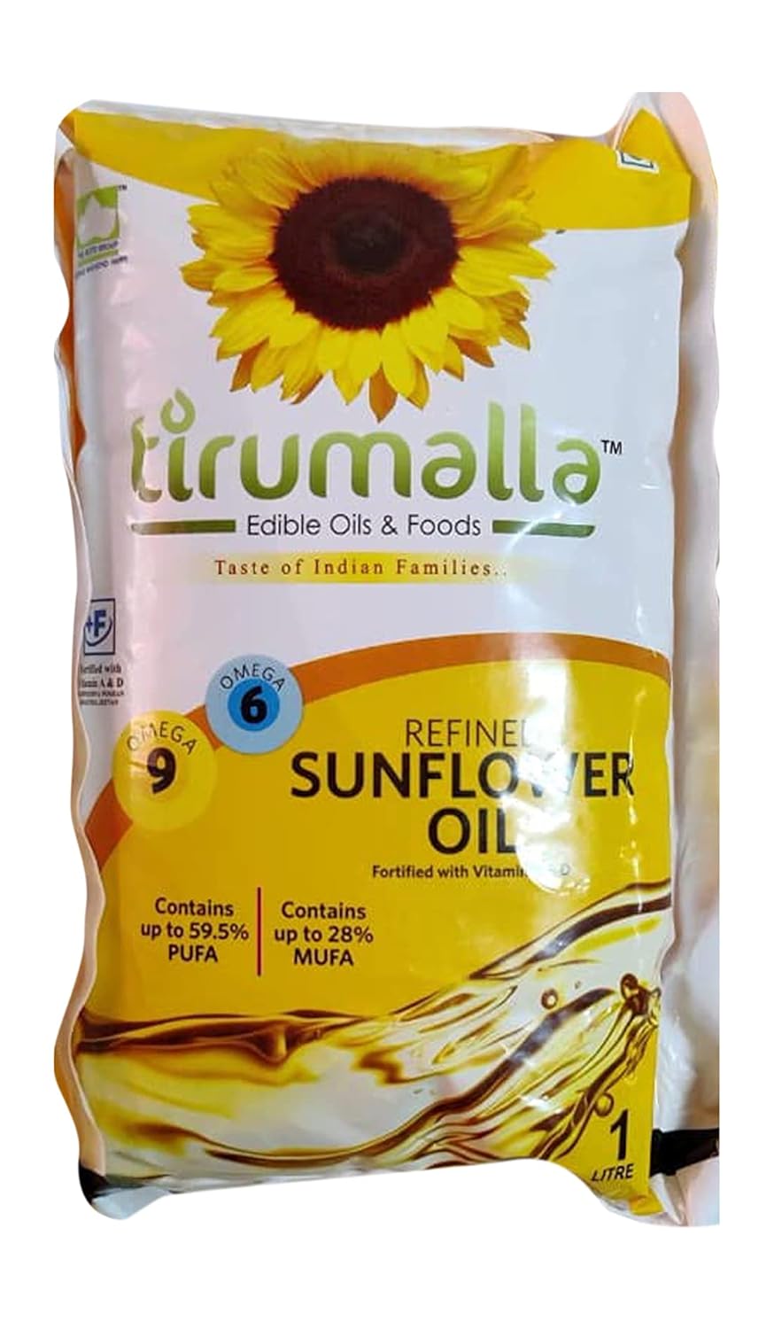 Tirumalla Refined Sunflower Oil, 1 Litre : Amazon.in: Grocery & Gourmet Foods