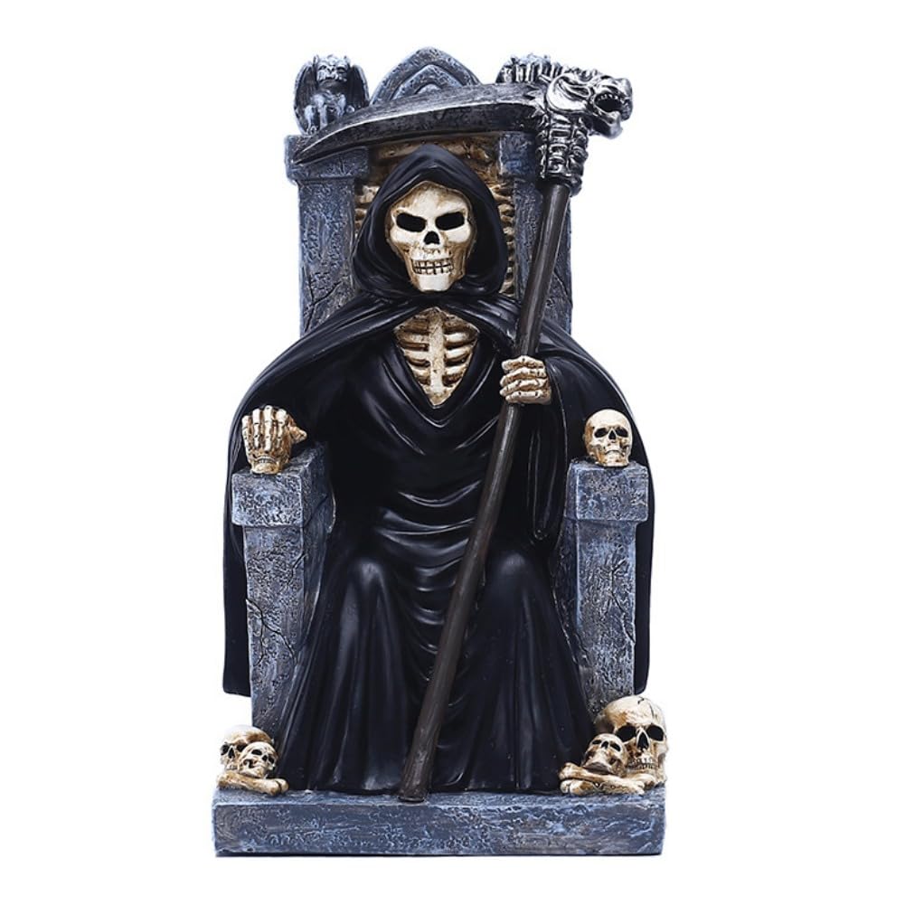 Amazon.com: NYSCURE Grim Reaper Skeleton Throne of Death Resin ...