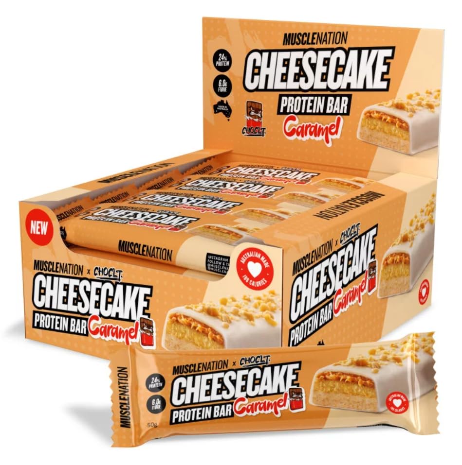 Muscle Nation Cheesecake Caramel Protein Bar 12 x 50g : Amazon.com.au ...