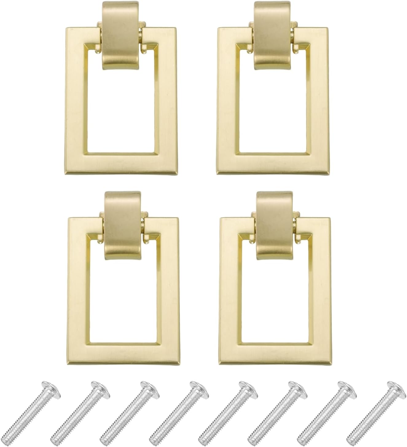 uxcell 4 Sets Square Ring Pulls Handles Double Hole Ring Knobs Dresser ...