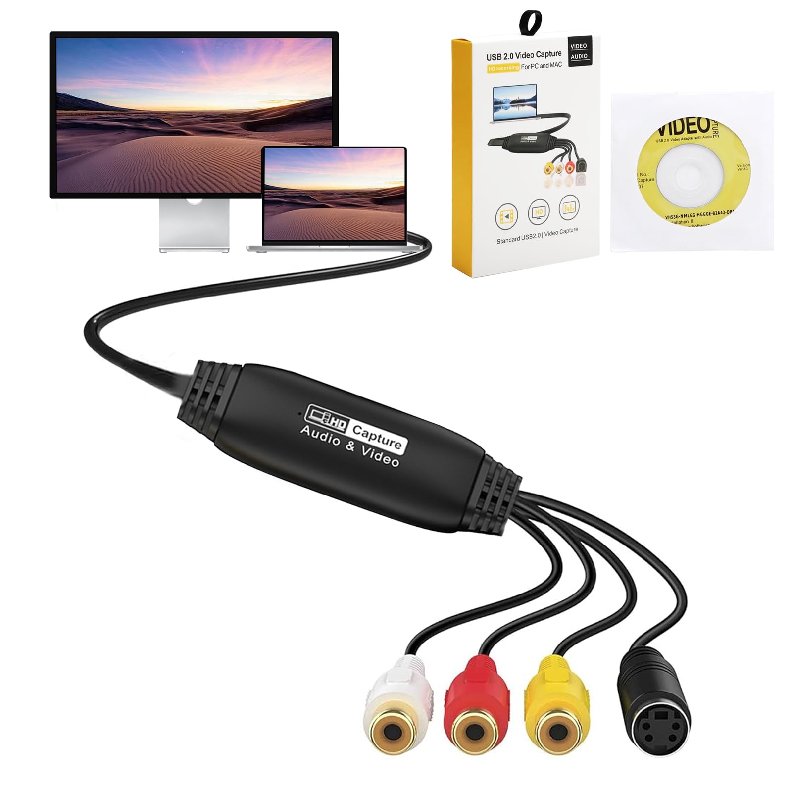 VHS to USB 2.0 Video Grabber, VHS Digitising Device Converter Audio ...