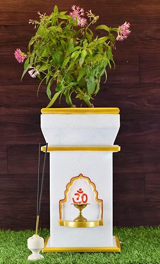 HANDICRAFT BAZAAR Marble Tulsi Pot for Home | Tulsi Marble Planter for ...