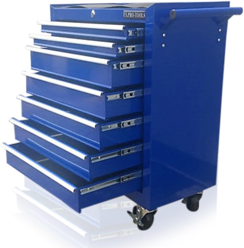 US PRO BLUE TOOLS AFFORDABLE STEEL CHEST TOOL BOX ROLLER CABINET 7 ...