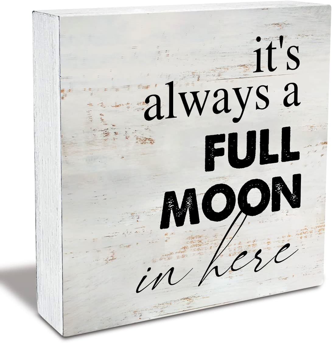 Amazon.com: Rustic Full Moon Bathroom Wood Box Sign Humor Toilet Wooden ...