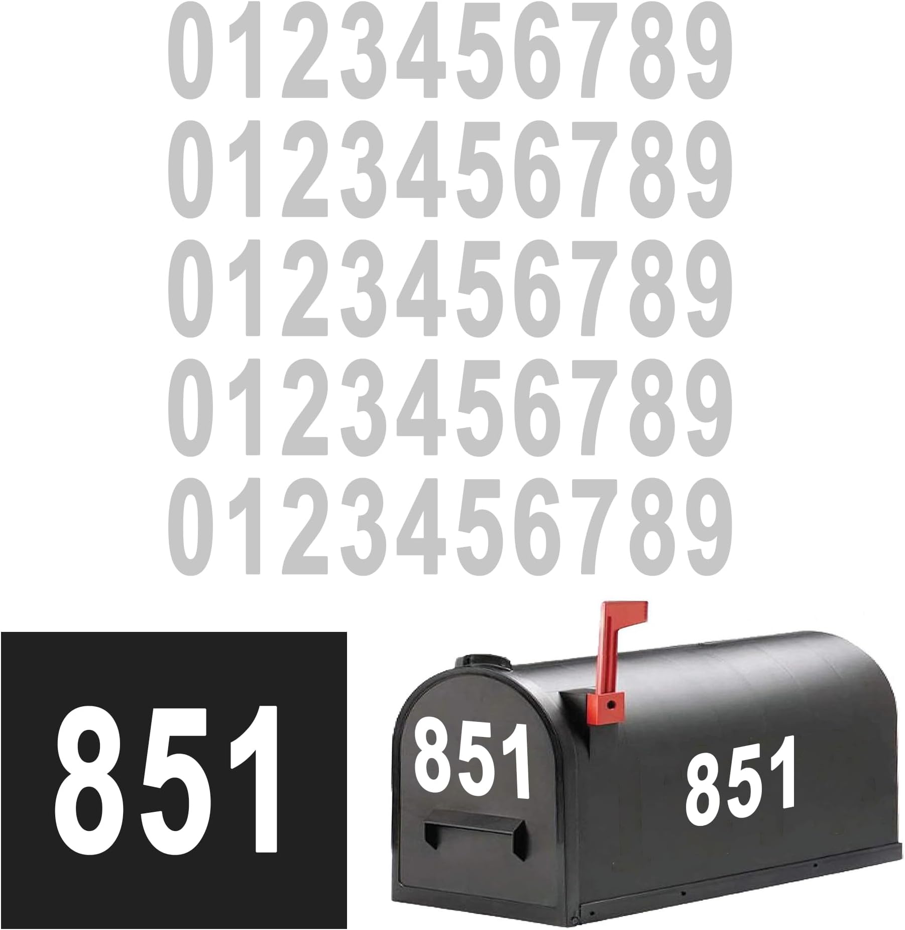 Amazon.com: DESKSILLO 2 inch 5 Sets Reflective Mailbox Numbers Stickers ...
