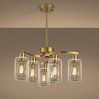 CNRATYE 6-Light Gold Chandeliers for Dining Room, Modern Kitchen Island ...