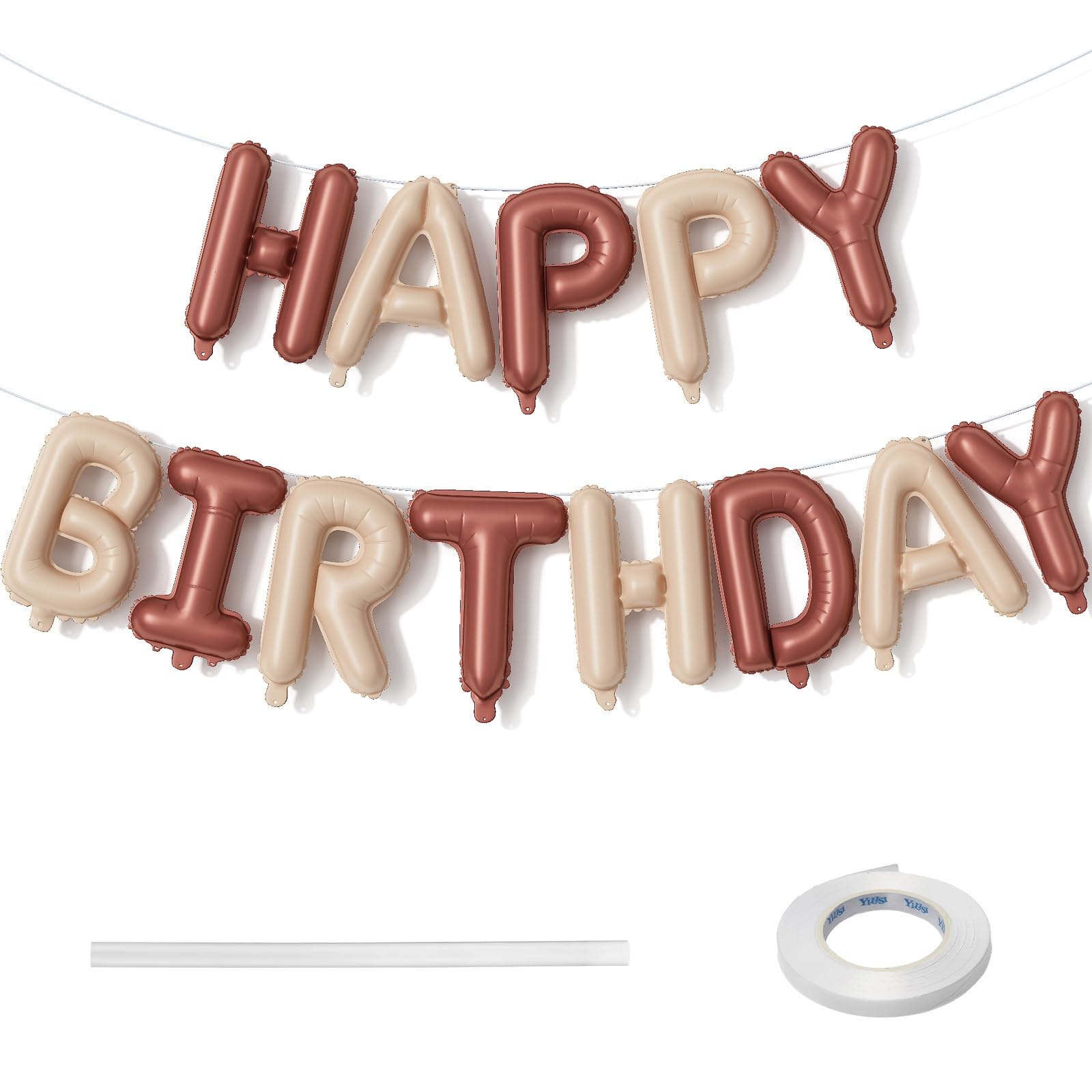 Snapklik.com : Brown Beige Neutral Birthday Banner, 16 Inch Nude Foil ...