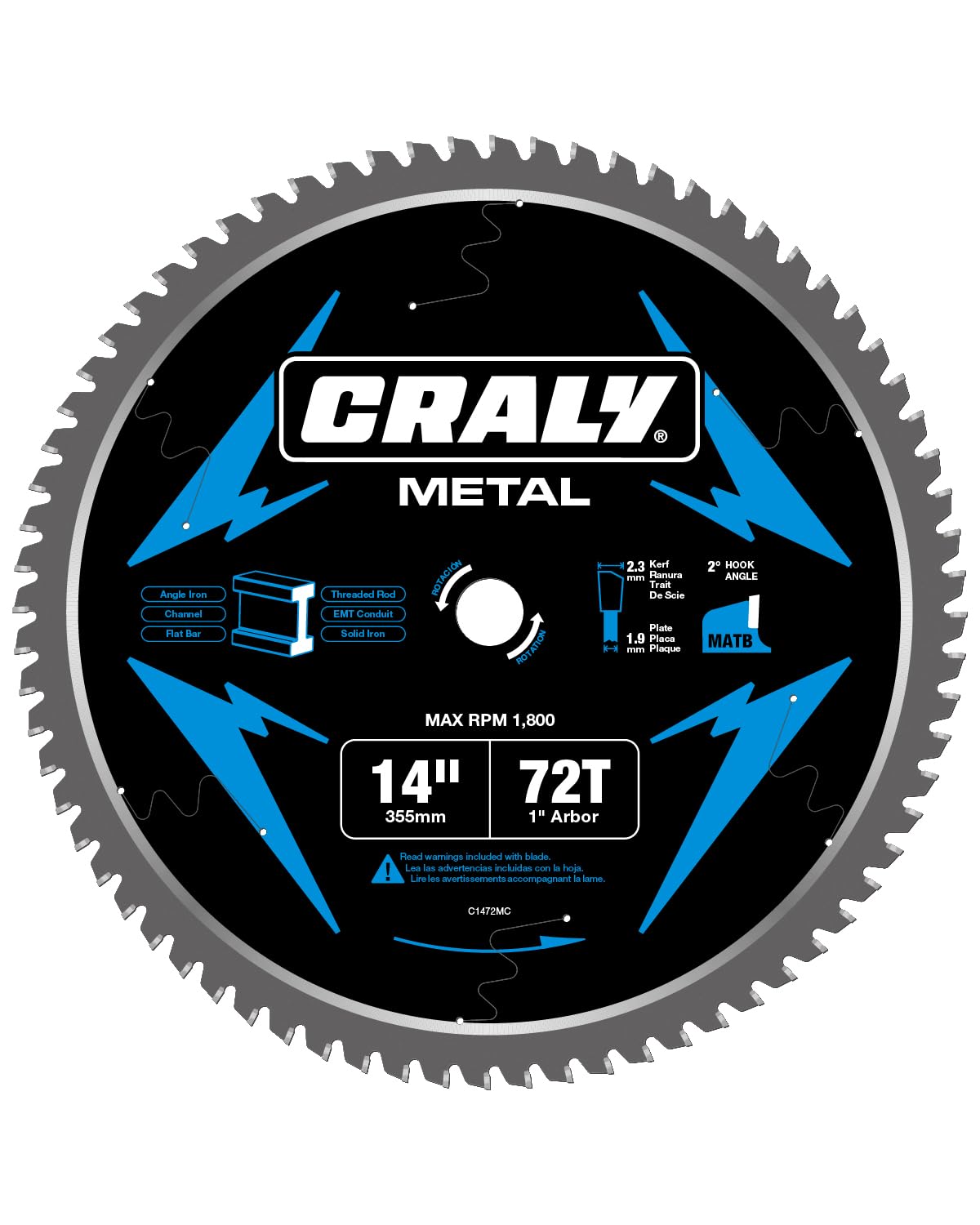 Snapklik.com : CRALY 14 Inch 72 Teeth Steel And Ferrous Metal Cutting ...