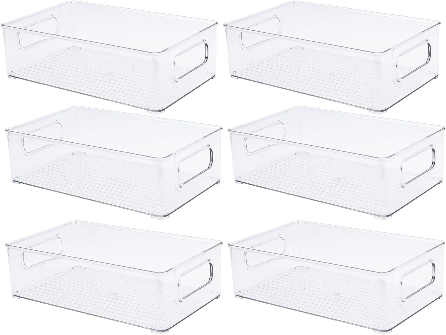 6 Pack Clear Pantry Organizer Bins Storage Holder Bin with Handles ...