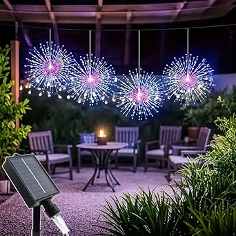 360 LED Firework Light, Solar Sphere Lights 8 Modes Dimmable Timer ...